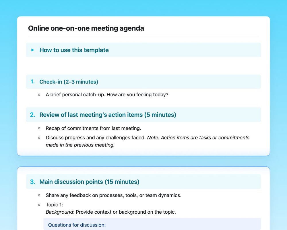 One On One Meeting Agenda Template