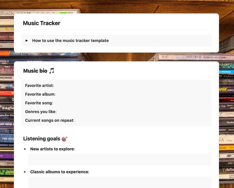 Music tracker | Free Craft Template