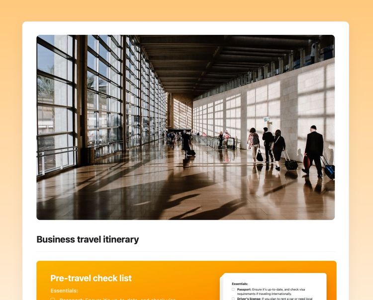 Business travel itinerary | Free Craft Template