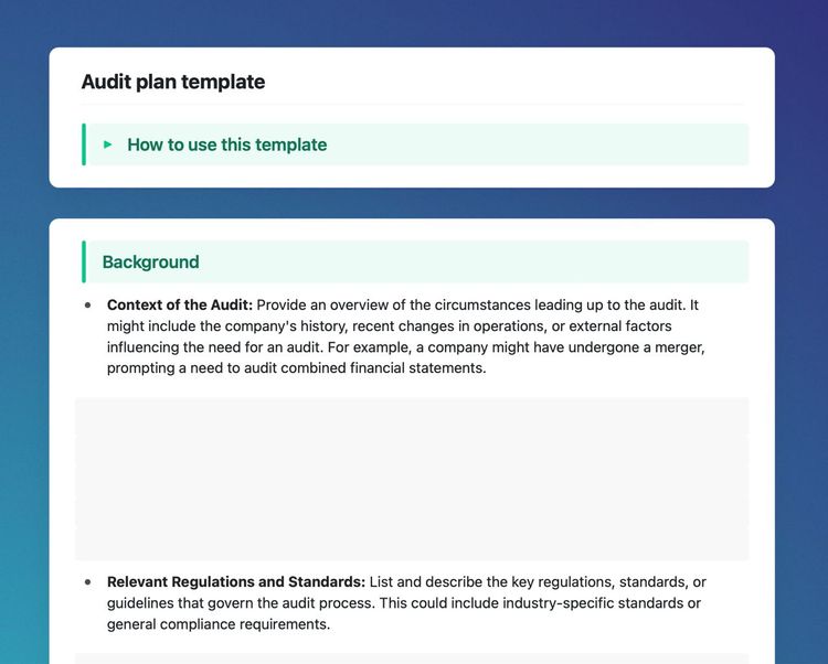 Audit plan | Free Craft Template