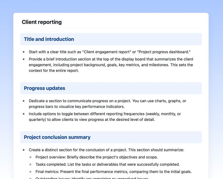 Client reporting | Free Craft Template