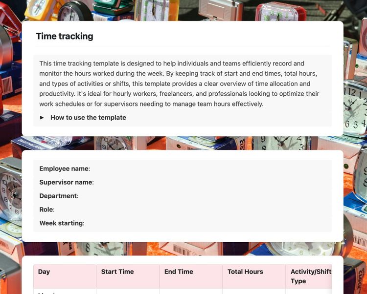 Time tracking | Free Craft Template