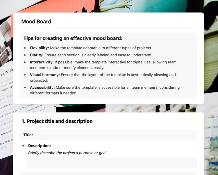 Mood board | Free Craft Template