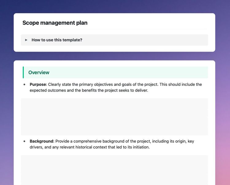Scope management plan | Free Craft Template